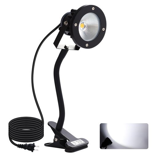 防水 LED クリップライト 看板照明 屋外 製品仕様・PSE認証済:電圧AC100V 85-265V可用、消費電力7W、全光束980lm、昼光色 6000K 、照射角度60°、クリップくわえ幅約10~60mm、防水規格IP65、電源コード...
