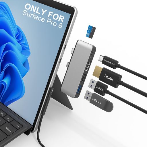 💜【最新型 Surface Pro 8 専用USB ハブ】コネクタ-入力:USB 3.1ポートx1 + USB 3.1ポートx1。コネクタ-出力:4K@30Hz HDMI ポート + USB 3.0 ポート + USB 2....