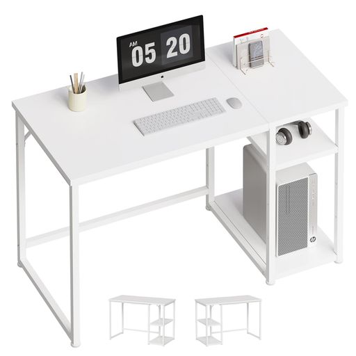 【棚は左or右に】デスクの棚の取り付け位置は状況によって左or右に自由に切り替えることができ、様々なシーンに対応できます。また、このパソコンデスクのサイドポケットの位置も変えられます。棚の層板の取り付け位置も三つの選択があって、置くものによ...