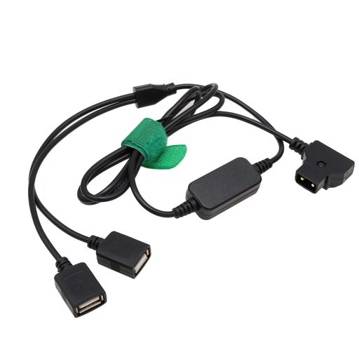 電源変換アダプターケーブル D-TapオスからUSBメス x 2。 電源入力(標準オスDタップ):11~17V 10A(最大)。 電源出力 (2x USB): 5V 3A(最大)。 V-Mount Goldマウントバッテリーソースパワータッ...