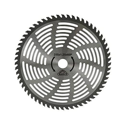 外径:255mm、刃数:60P、刃厚:2.0mm 穴径:25.4mm、台金厚:1.25mm 推奨:エンジン式刈払機25cc以上・充電式刈払機36V以上 仕様:最高級超硬チップ使用 台金部:S50C