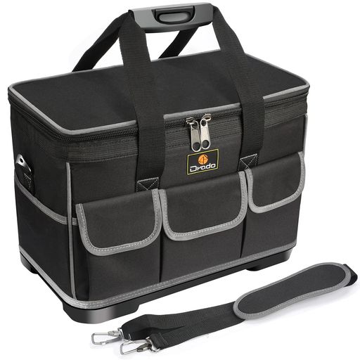 【商品仕様】ツールバッグのサイズ(約)幅40cmx奥行き24cmx高さ30cm、製品重量:1.2kg。ポケット合計、仕分けをします。メインポッケトx1+外部ポケットx8+内部ポケットx8。【肩掛けベルト付き】このツールバッグは肩掛けベルト1...