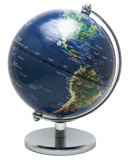 【本体サイズ】170X130X130MM/地球儀直径130MM/380G 【個装】エアパッキンクラフト+段ボール箱入り 【備考】フレーム部分だけを掴んで持ち上げると地軸がゆがんだりフレームや台座が外れる原因になります。 原産国:中国