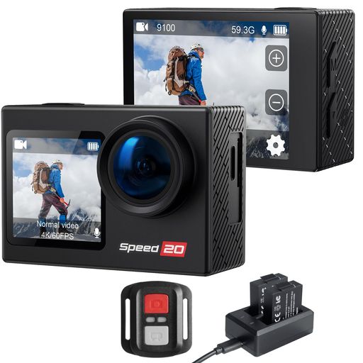 【4K高画質&amp;6軸EIS手ブレ補正】超高品質な4K60FPSのビデオと20MPの写真を撮影することができます。Speed 20アクションカメラは6軸EIS手ブレ補正機能が搭載されており、揺れや振動があってもでも安定で、スムーズな動画...