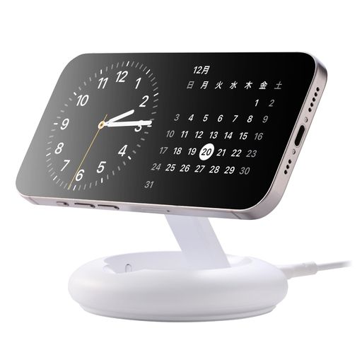 マグネットで固定するだけでQi2対応スマートフォンを高速充電できる、Qi2規格ワイヤレス充電スタンドです。最大出力15WでiPhoneを充電できます。 WPC(ワイヤレスパワーコンソーシアム)が策定したワイヤレス給電の国際標準規格「Qi(チ...