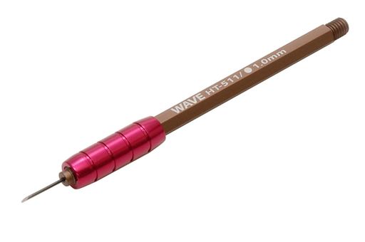 刃幅:1.0mm。 刃先形状は彫刻作業に使いやすい丸刃 (片刃) ・グリップは刃幅ごとに別色のアルマイト仕上げ。