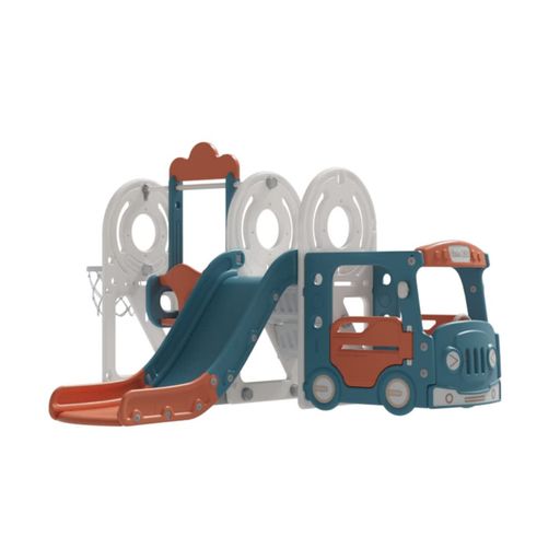 機能満載4in1:バスのコックピット/滑り台/ブランコ/バスケットゴール バスのコックピット:左右のドアが自由に開閉できる。両方から乗る可能!360度回転できるハンドル/ボタンは音が鳴る 滑り台:1三段階スロープ2握りやすい手すり3ゆったり...