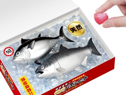 本マグロとキングサーモンの豪華セット! 市場の出荷状態を再現! 鮮魚抜群シールを貼ってアレンジ! ミニ寿司が4貫作れる! [対象年齢]6才~