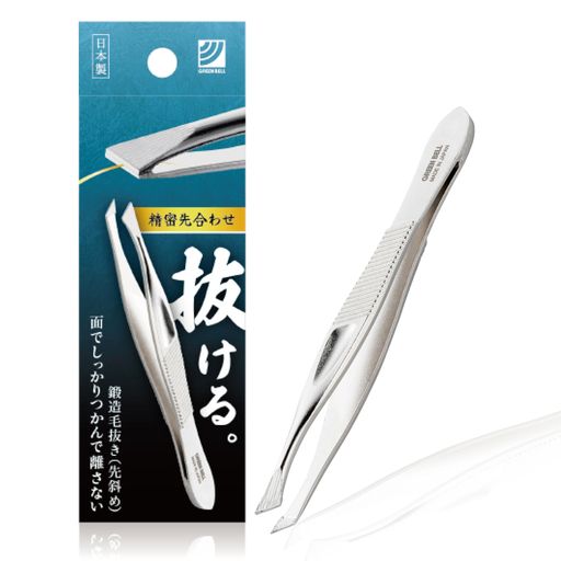 【面でしっかりとらえる】面と面で挟むのでしっかり掴んで、しっかり抜けます。掴んだ毛を逃しません。 【日本製の精密先合わせ】熟練の職人が仕上げた先合わせで、余分な力がいらず軽く握るだけで確実に抜くことができます。 【眉毛や顔のムダ毛に】先斜め...