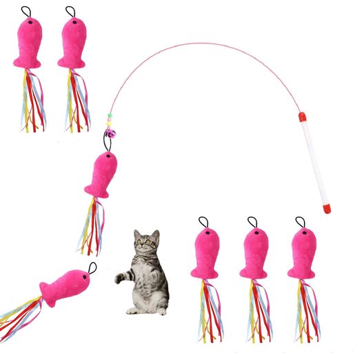 【钢丝钓竿设计】この猫のおもちゃの棒は、良好な弾力性を持っています。軽量、柔軟、耐久性があり、保管が容易です。 【素材】棒鈴付き魚おもちゃ、環境に配慮した非毒性素材で作られており、安全にあなたの猫と遊ぶことができます。 【サイズ】猫のおもち...