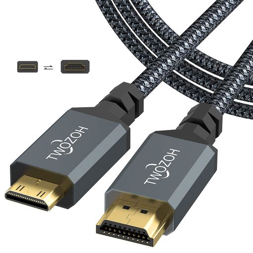 【ハイスピード】Twozoh最新規格ハイスピードMiiniHDMItoHDMI2.0ケーブル、4KUHD@60Hz、18Gbps対応、4K2160p(UHD)、1440p(QHD)、1080p(HD)ビデオを無制限で高速送信できます。 【多...