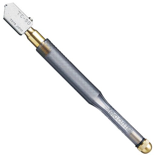 サイズ:全長164x全幅14x厚さ14mm 質量:40g 用途:ガラス板の切断 刃先材質:超硬合金、使用オイル:灯油・軽油・ミシン油 切断可能厚:3~5mm