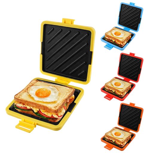 【2026最新 電子レンジ対応|3 分速焼きハーフサンド】電子レンジだけで OK! 特殊発熱素材を採用し、マイクロ波でプレートが瞬間発熱。食パン 1 枚 + 好きな具材を挟んでレンジに入れるだけで、たった 3 分で耳までカリッと焼き上がる8...