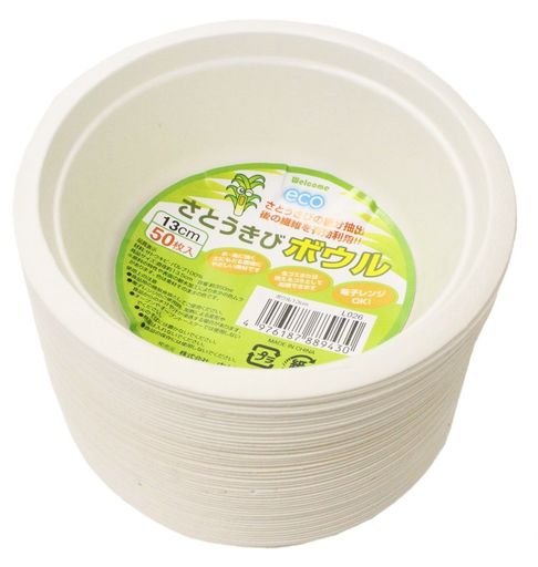 サラダ、スープ、デザート、スナック 本体サイズ:約φ13.5x4cm(1枚あたり:約350ml) 本体重量:約8.7g(1枚あたり) 素材・材質:さとうきび繊維配合紙 原産国:中国 容量:350ml 電子レンジ対応可