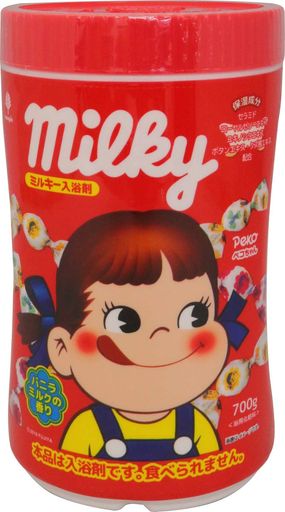 【あこがれのミルキーお風呂】不二家のミルキーをイメージした、粉末タイプの入浴剤です。 ペコちゃん はバニラミルクの香り。乳白色のにごり湯と、甘い香りがふんわりと包みこみ、ミルキーの世界へと誘います。2019 FUJIYA 【配合成分】◎保湿...