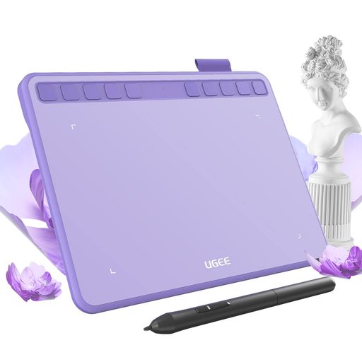 描画 1.【S640PPペンタブ仕様】UGEES640PPペンタブレット(パープル)サイズ:約21.5x16.3cm;表示領域:6.3x4インチ;厚さ:1.2cm;重量:297g。ポケットサイズで携帯便利、使用も簡単、入門級ペンタブで初心者...