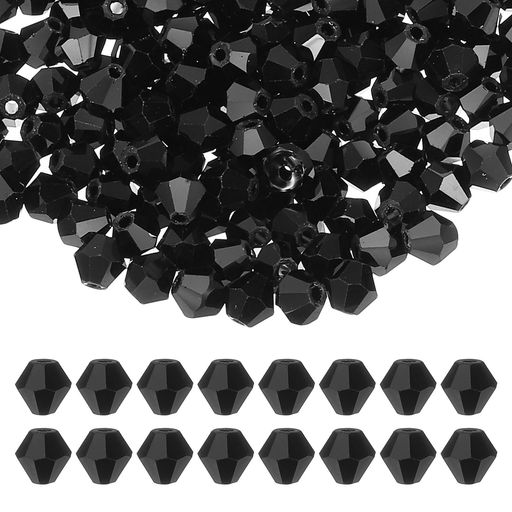 仕様:カラー:黒;素材:ガラス;穴の直径:0.8mm/0.03;直径:4mm/0.16;梱包リスト:400個xアクリル手芸用ビーズ そろばん型アクリルビーズは、手作りアクセサリーやホームデコレーションに最適!イヤリング、ブレスレット、ネック...