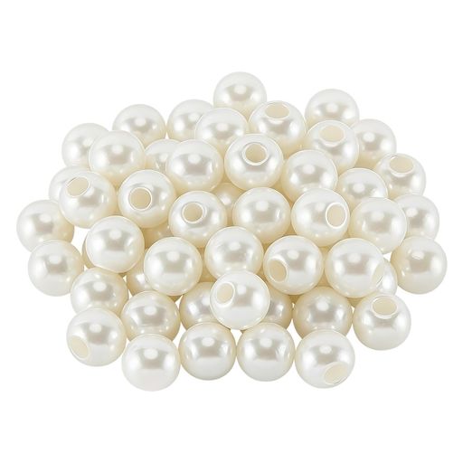 【使いやすいサイズと大容量】 12mmサイズのパールビーズが50個入ったお得なパックです。穴径が約5mmと大きいため、太めのリボンや革紐、チェーンも簡単に通すことができ、様々なアクセサリー制作に重宝します。 【ファッションを彩るアクセント】...