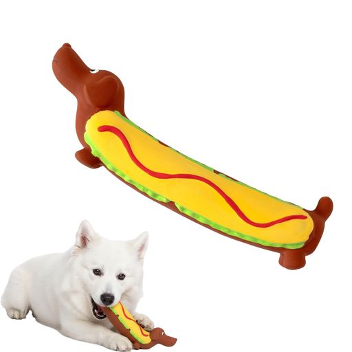 アクティブ 【ユニークで可愛いデザイン】ソーセージ犬xホットドッグの楽しいコラボ!見た瞬間に笑顔になるユニークなデザインで、飼い主も愛犬もハッピーに 【安全で柔らかいラテックス素材】高品質の乳膠素材を採用し、柔らかくて弾力があり、歯や歯茎に...