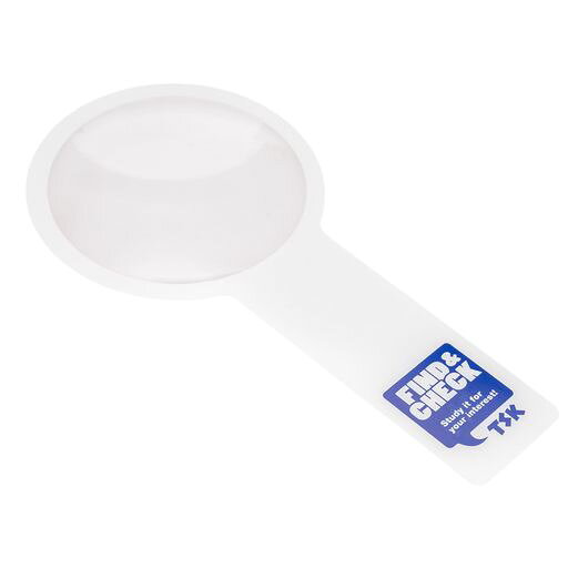 レンズ材質 : アクリルレンズ レンズ径 : 約φ60mm 本体 : 塩化ビニール 本体サイズ : 約140x70x0.3mm 倍率 : 約3倍