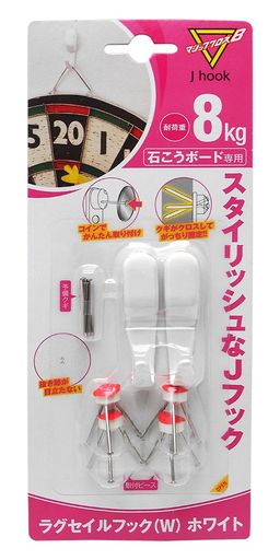原産国:フック・キャップ/中国、取付ピース・クギ/日本 材質:フック/鉄(ポリエステル樹脂塗装)、キャップ/ABS樹脂、取付ピース/ABS樹脂、クギ/ステンレス 入数:フック/2コ、キャップ/2コ、取付ピース/4コ、クギ/16本 耐荷重:8...