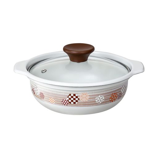 サイズ(約):23.5x20.7x10.5cm、容量:1.5L 本体重量(約):790g 素材・材質:本体/ほうろう用鋼板、表面加工/ほうろう加工、ツマミ/メラミンフェノール樹脂、フタ/全面物理強化ガラス 生産国:インドネシア 対応熱源:ガ...