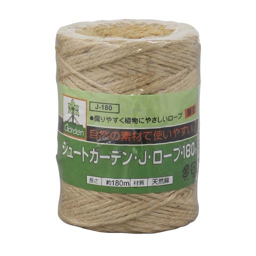 腐りやすく植物にやさしい天然素材のロープ。果樹の結束やその他結束に適しています。 園芸やホビー等の目的以外に使用しないでください。燃えやすいので、火に近付けないでください。 サイズ:約太さ2mmx長さ180m 重量:約280g 材質:ジュート麻
