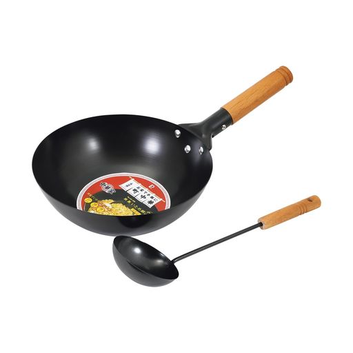 製品サイズ:(約)いため鍋/全長44.5x幅26x奥行14.5cm、鍋の深さ:(約)8.5cm、お玉/全長35x幅10x高さ7cm 製品重量:(約)いため鍋/0.8kg、お玉/0.15kg いため鍋 表面加工:シリコーン樹脂塗装、素材・材質...