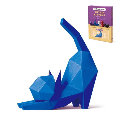 簡単DIYの楽しみ:ORIGAMIPLANETのカット済み立体折り紙キットで、あなただけのブルーYogakittenを簡単に作ることができます。ハサミは必要ありません。折って、のりをつけて、満足のいく体験活動をお楽しみください。 プレゼント...