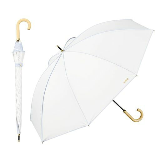 雨 カジュアルさと上品さを兼ね備えたパイピングデザインの長日傘配色のパイピングをあしらうことで、カジュアルで上品な大人の女性におすすめの日傘に。柔らかく落ち着いたトーンをベースに、パイピングの可愛さが映える色合わせにこだわりました。上品さを...