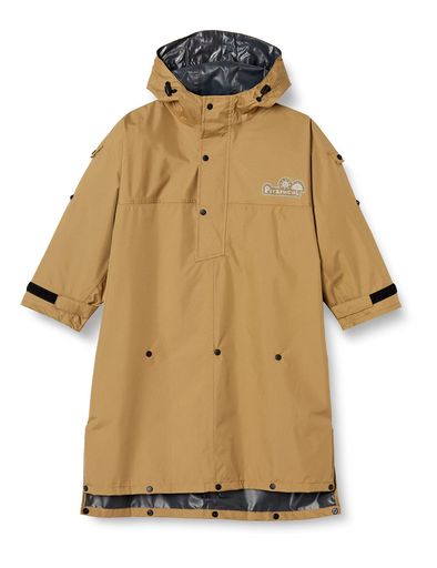 着丈:67/75cm 胸巾:60cm 裾巾:55cm 裄丈:54/59cm かぶりタイプで着脱が楽なキッズ用レインポンチョです。防水素材を使用しているのでしっかり防水しますが、軽い着心地ですのでお子様の負担になりません。また成長の早いお子様...