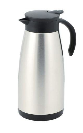 製品サイズ:(約)幅14.5x奥行11.5x高さ26cm 製品重量:(約)0.7kg 素材・材質:本体内側/18-8ステンレス鋼、本体外側/ステンレス鋼、口がね・ハンドル/ポリプロピレン(耐熱温度100度・耐冷温度-20度)、ふた栓/ポリプ...