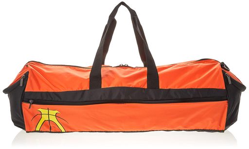 バスケットボール収納用ボールBAG。ハンドポンプなどの小物収納可能なポケット付き(肩ひも付) 本体サイズ: 69x24x23cm 本体素材: ナイロン(中国+マレーシア製)