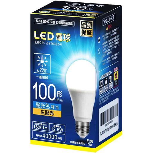 本体サイズ:外径60mmx高さ116mm、本体重量(kg):0.118 定格電圧:100V、定格消費電力:12.5W 全方向に広がる配光角 約260度 色鮮やかRa85 屋外器具・断熱材施工器具対応 光色:昼光色相当 口金E26 定格寿命:...