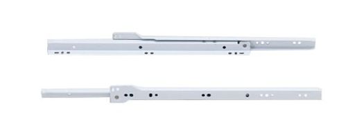 レール長:400mm、移動距離:320mm 耐荷重(N/ペア):196N、耐荷重(kgf/ペア):20kgf スライド機構:ローラー 入数:1セット(2本) レール・リベット:鋼、ローラー:ポリアセタール