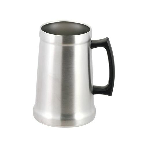 製品サイズ:(約)幅15.5x奥行12x高さ18cm 製品重量:(約)0.45kg 品名:真空ジョッキ、満水容量:(約)1.0L、素材・材質:本体/ステンレス鋼、ハンドル/ポリプロピレン(耐熱温度80度) 生産国:中国 ※真空断熱構造、保温...