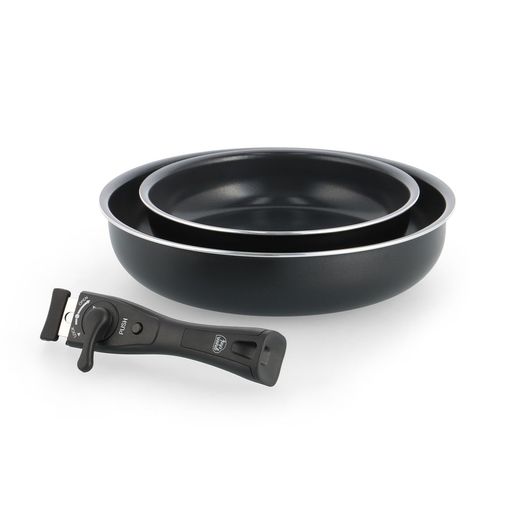 サイズ/フライパン20cm:径21.9x高さ4.8cm、フライパン26cm:径27.8x高さ6.4cm、リムーバブルハンドル:18x4x5.5cm 重量/フライパン:20cm463g、26cm:742g、ハンドル:206g ガス火・ハロゲン...