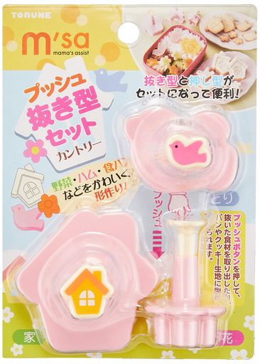サイズ:家/約54x63x63mm、とり/約54x54x38mm、花/約54x35x35mm 材質:本体/ABS樹脂、バネ/ステンレス 原産国:中国 セット内容:抜き型 3種類