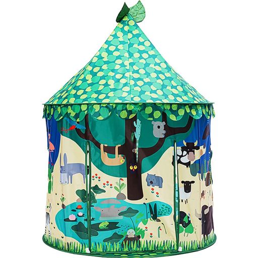 【商品仕様】内容:テント本体*1、ポール*4本、キャリーバッグ*1、説明書*1サイズ:組み立て100cm*100cm*135cm、重量:0.8kg、梱包40cm*32cm*5cm 【全体的設計】森のようなデザインで、生い茂った葉、枝にはコア...