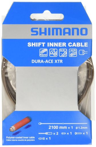 自転車(シフト)活動用 ポリマーコーティングが施されたシフト用インナーケーブル。 サイズ(径x長さ):1.2mmx2100mm 付属:ロングノーズ付アウターキャップx2、エンドキャップx1、RD用ノーズx1 推奨グレード:DURA-ACE,...