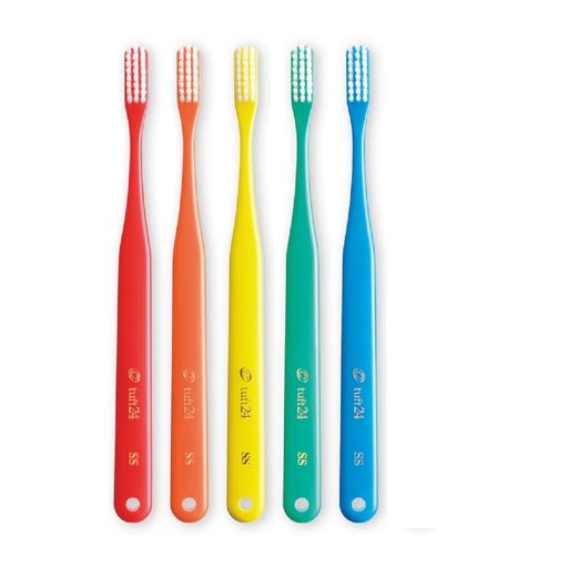 硬さ:SS(スーパーソフト) カラー:アソート 入数:5本/キャップ:あり 毛束:24mm/全長:170mm/毛:8.5―11mm 口腔内を傷つけることなくプラークを除去することができる歯ブラシ。
