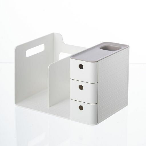 文房具 【多機能、収納力が抜群】2仕切りブックスタンド+3層引き出し+1ペンホルダー、iPadやファイルや書類などを立てかけします、文房具や小物類も引き出しに入れて綺麗に片付き、よく使うペンなどをトップのペン立てに入れ、デスクの上がとてもス...