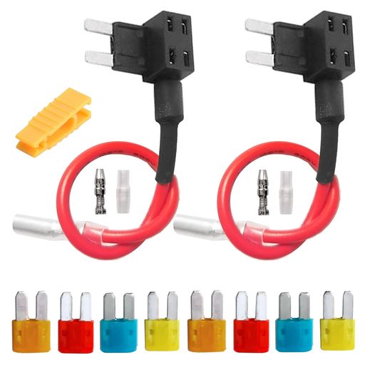 【パッケージに含まれるもの】Micro 2ヒューズホルダ*2本、Micro2 ブレードヒューズ(10A/15A/20A/25A各2)*8個、ヒューズ脱着工具付き*1個、ギボシ端子(オス)スリーブ付き*2個 【優れた素材】16AWGリード線は...