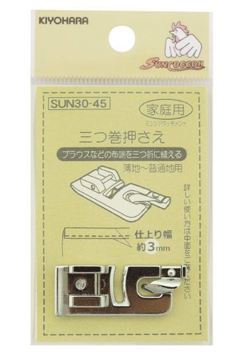亜鉛・クロム 家庭用 仕上がり幅:約3mm 主な製造 :台湾 <適用機種>ジャノメ以外ほとんどの家庭用ミシンに使用できます。