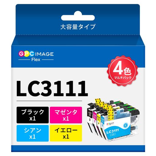 【商品仕様】:ブラザー 用 インクlc3111 4本セット 大容量には LC3111BK ブラック / LC3111C シアン / LC3111M マゼンタ / LC3111Y イエロー があります。 【対応機種】:プリンターDCP-J58...