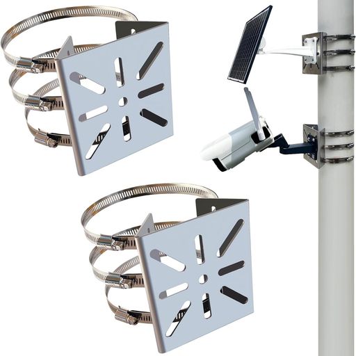 【高品質のステンレススチール】防犯カメラ取り付け金具セキュリティカメラブラケットは高品質のステンレススチール素材で作られており、ステンレス鋼本のネジとステンレス鋼スチールの固定ストラップが付属しており、錆びにくく、耐腐食性があり、頑丈で耐久...