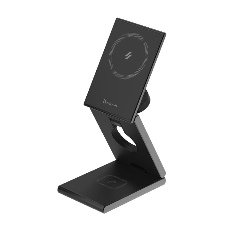 ADAM elements Mag Z Black Magnetic 3-in-1 折りたたみ式トラベル充電ステーションMagnetic 3-in-1 折りたたみ式トラベル充電ステーション