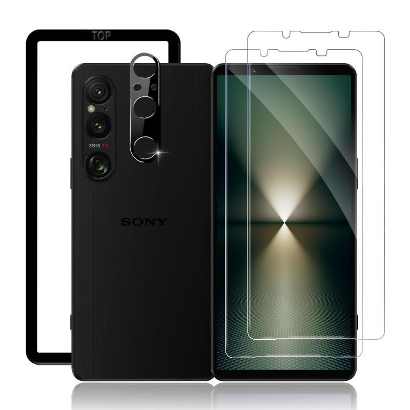 SijiRuge【3枚入り 】Xperia 1 VI 用 ガラスフィルム【2枚入り】 +カメラフィルム【1枚入り】ガイド枠付き 貼り付け簡単 自動吸着 指紋防止 高透過率 フィルム 硬度9H 旭硝子素材製 耐衝撃 飛散防【対応機種】Sony...