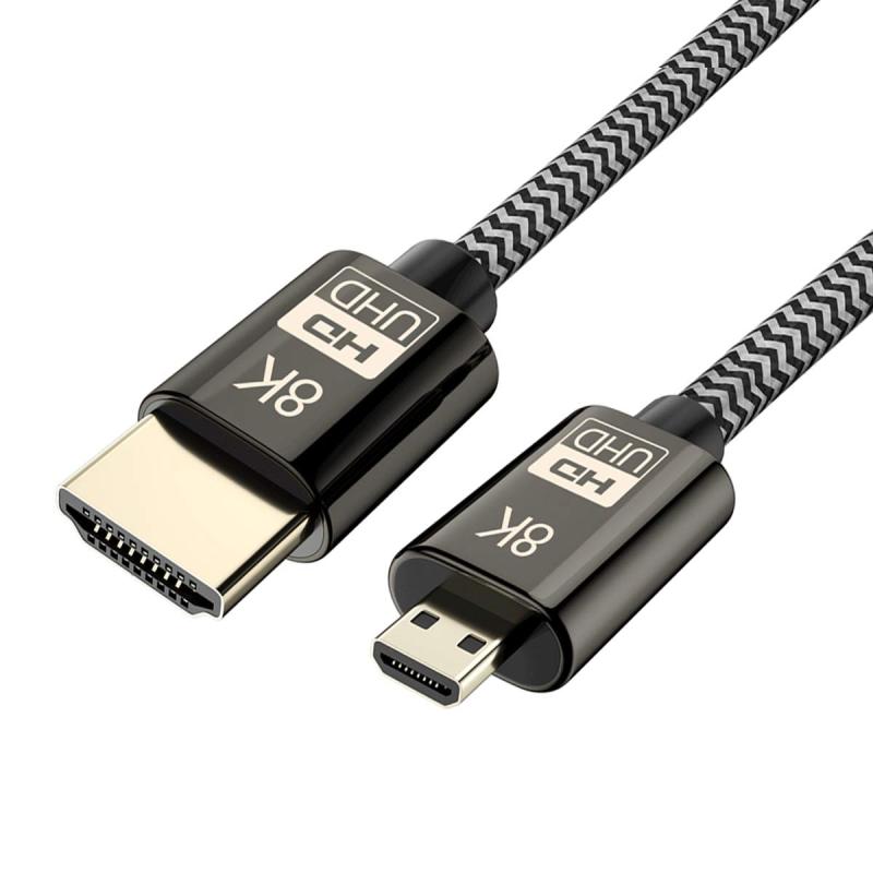 chenyang CY マイクロHDMIケーブル、マイクロHDMIオスからHDMI 2.1オス ウルトラHD UHD 8K 60hz 4K 120hz 48Gbsケーブル 1.5Mテレビ、モニター、コンピューター、カメラ、タブレット、PS3...