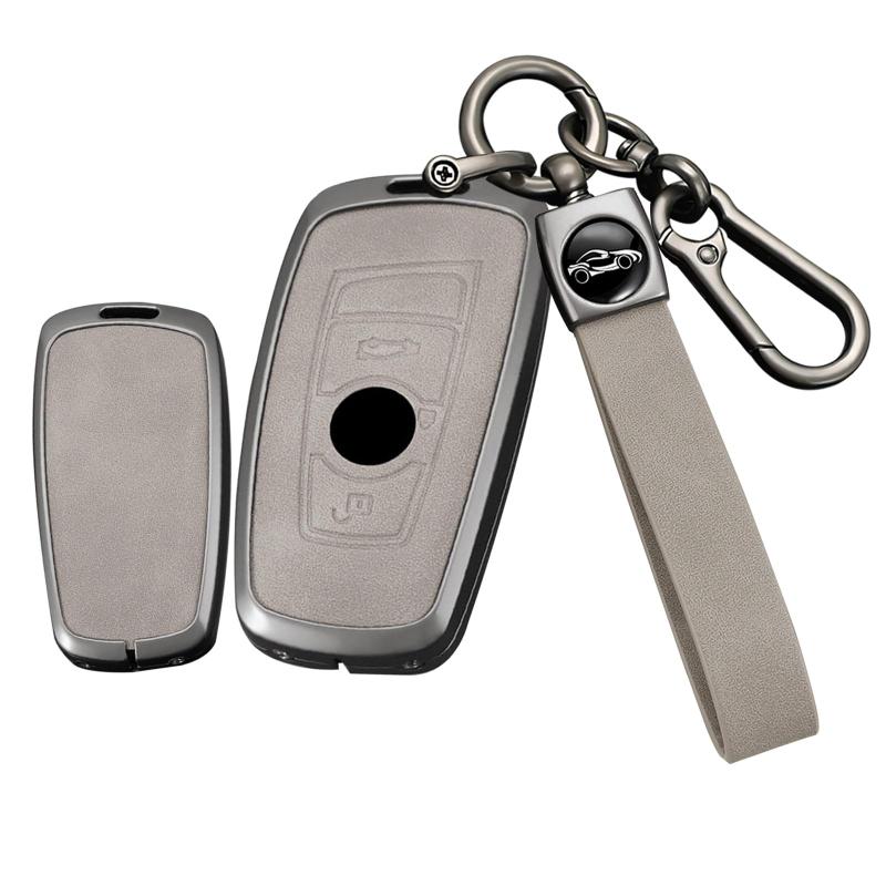 [TECART] bmw専用 キーケース キーカバー キーホルダー 3シリーズ 5シリーズ 7シリーズ F30 F31 F34 F35 F10 F11 F07 F01 F02 F03 F04 スマートキーケース 車用 アルミ合金と革製 3ボタン